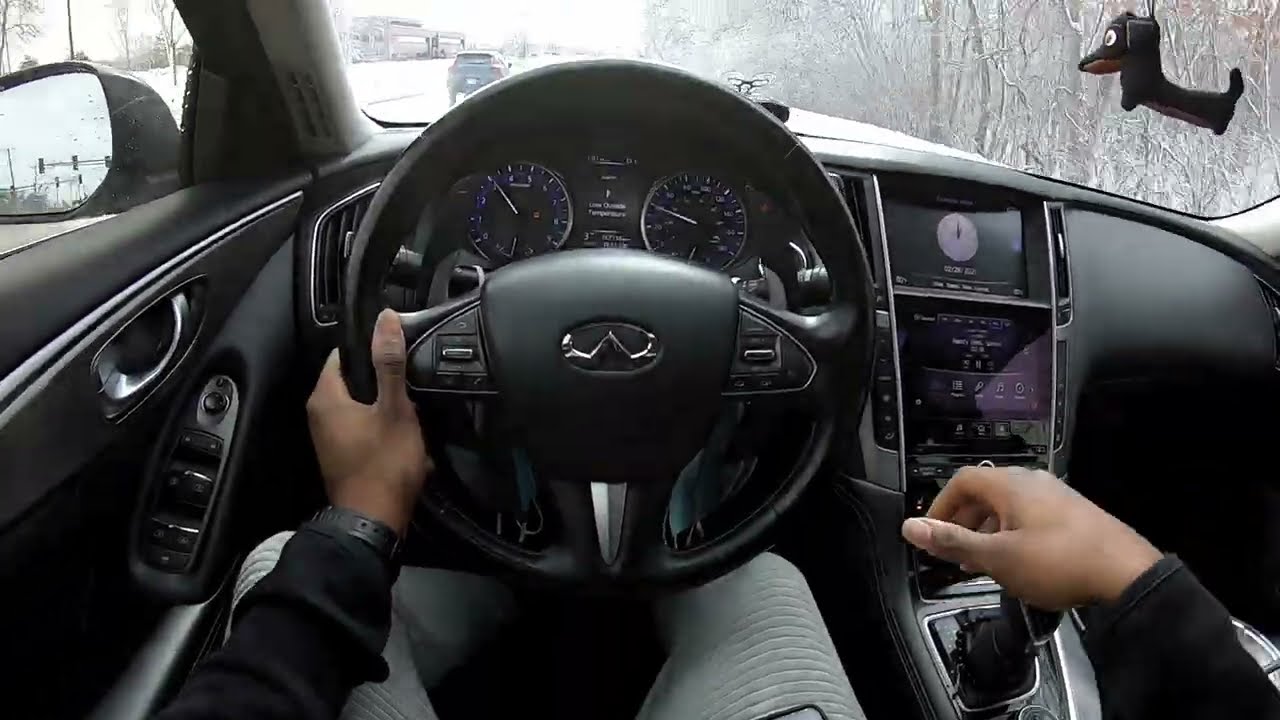 Stock Q50 Pull onto Highway - YouTube