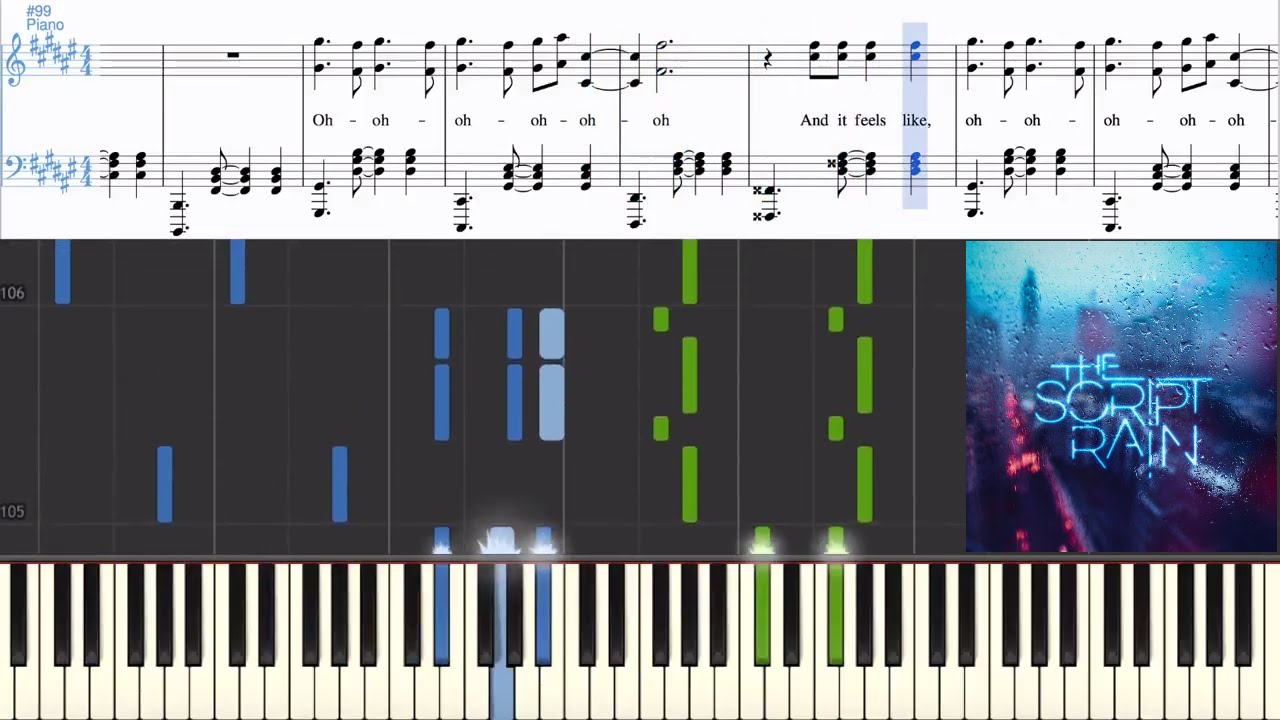 The Script - Rain (Synthesia Piano Tutorial w/Lyrics) - YouTube