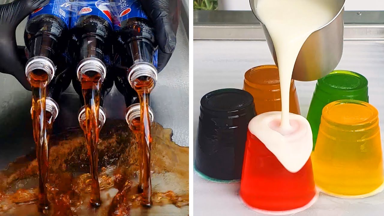 Satisfying Street Food 🌊 Satisfying Colorful Jelly with Pepsi Drink ...