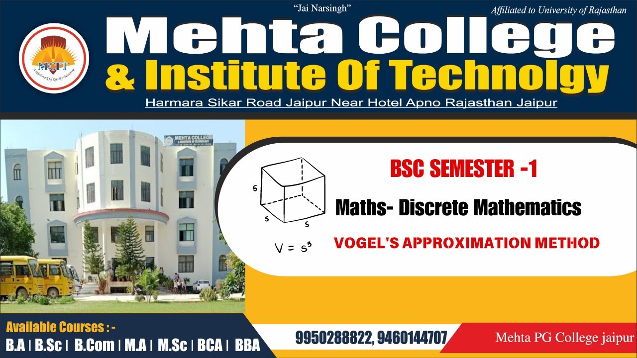 BSC SEMESTER I MATHS - DISCRETE MATHEMATICS - VOGEL'S APPROXIMATION ...