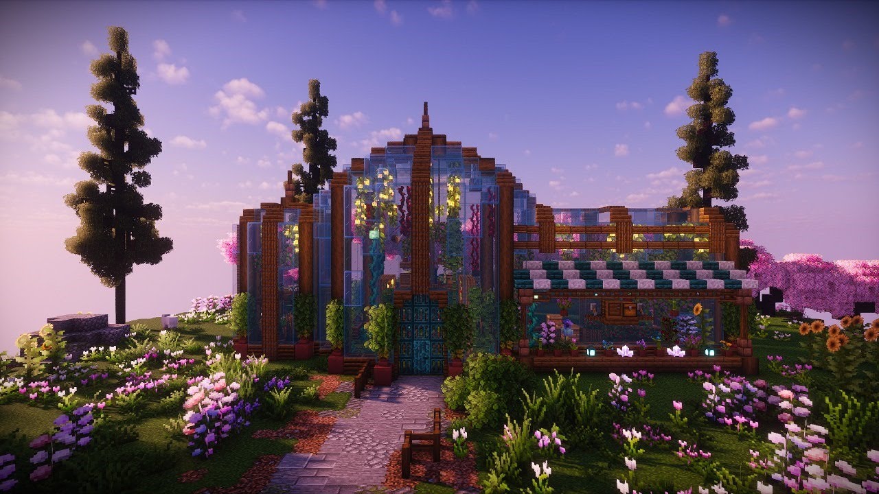 [MINECRAFT]🌻🌿FANTASY GREENHOUSE FOR SURVIVAL || TUTORIAL - YouTube