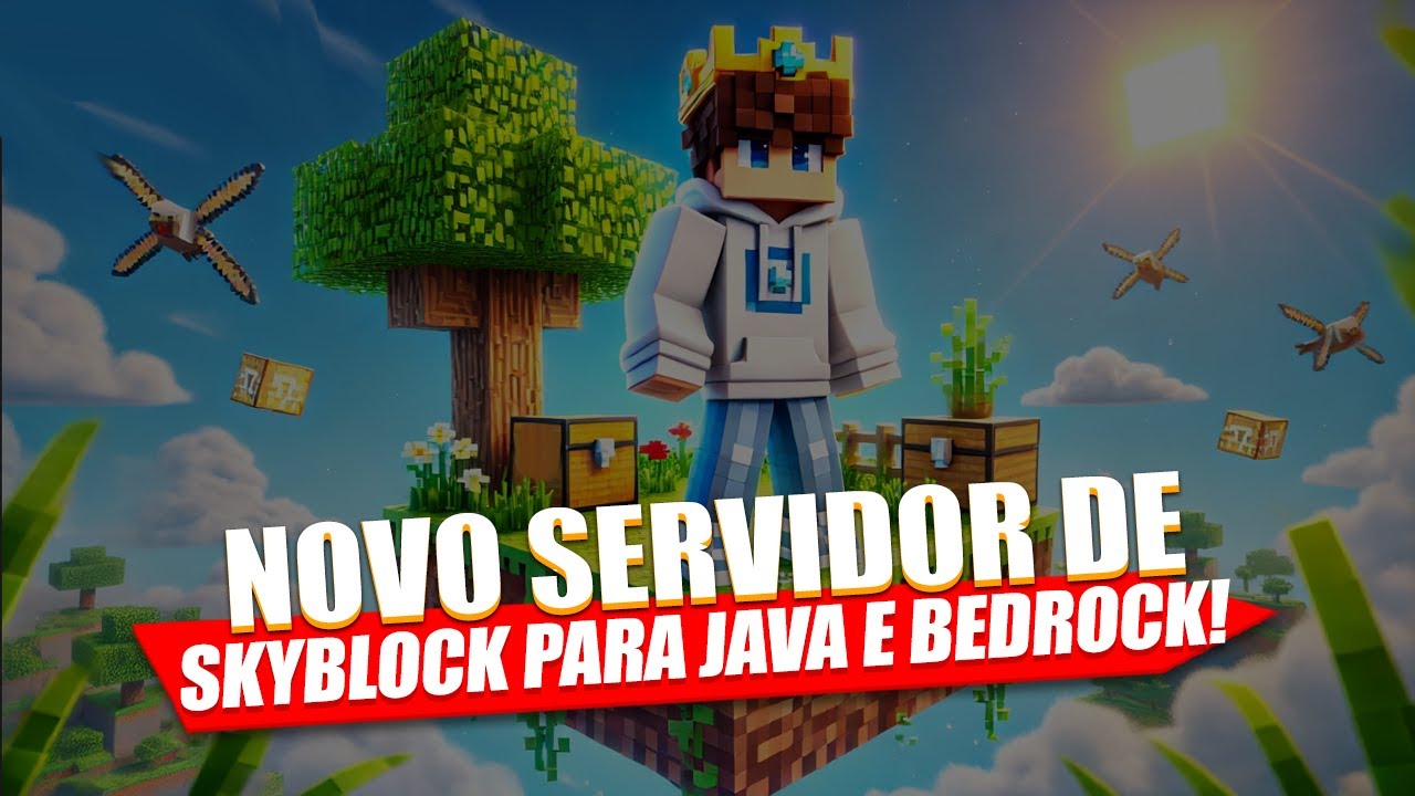 NOVO SERVIDOR DE SKYBLOCK CLÁSSICO PARA JAVA e BEDROCK *Pirata & Original* 2025 (1.8x1.21x ...