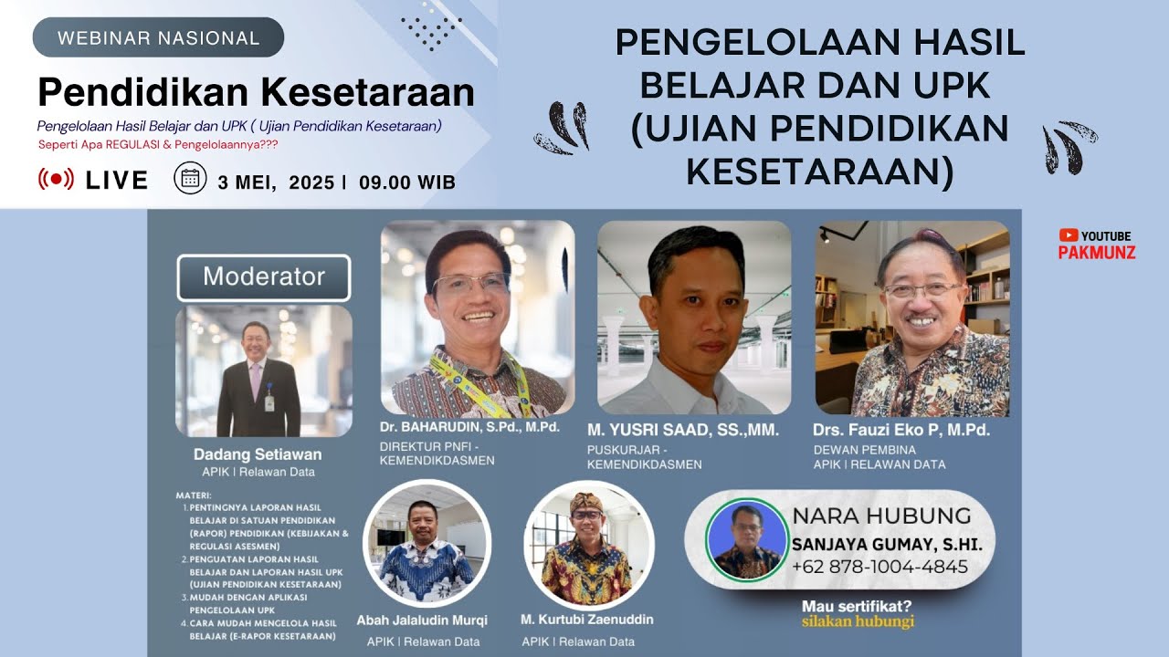 Live - Pengelolaan Hasil Belajar dan UPK (Ujian Pendidikan Kesetaraan) - YouTube