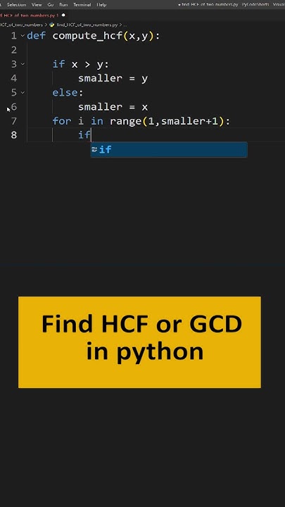 Find Hcf Of Two Numbers In Python Python Pythonprogramming Pythontutorial Shorts Youtube