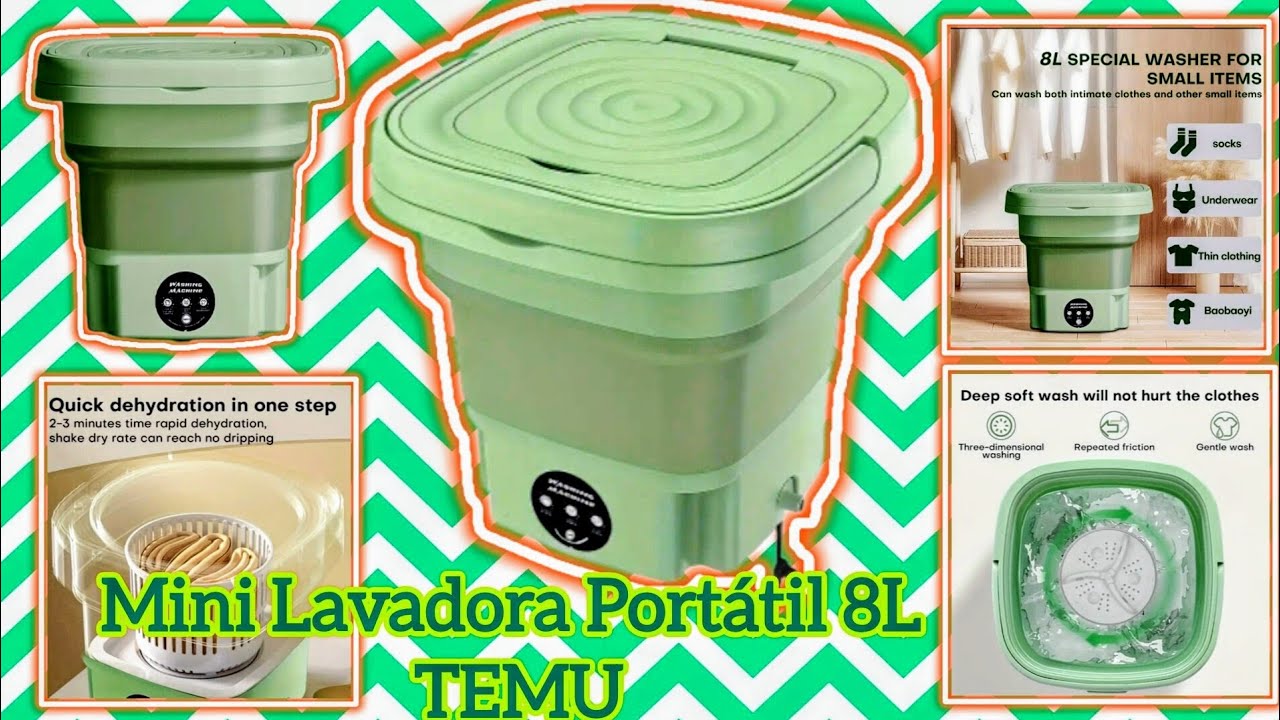 Mini Lavadora Portátil 8L TEMU - YouTube