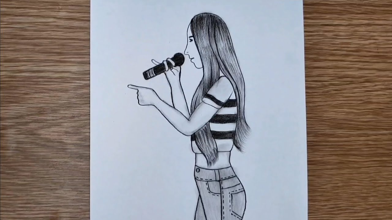 How to draw a singing girl - Pencil drawing || Easy drawing for ...