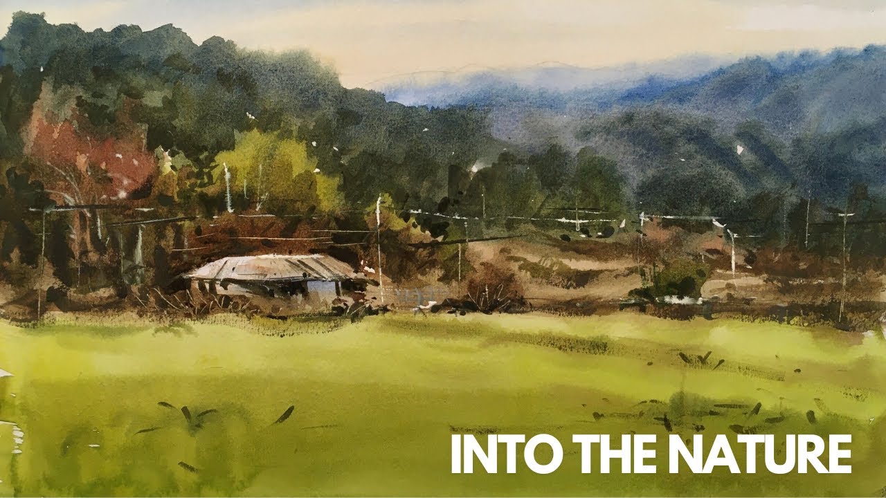 into the nature watercolor landscape painting on cartridge sheet - YouTube