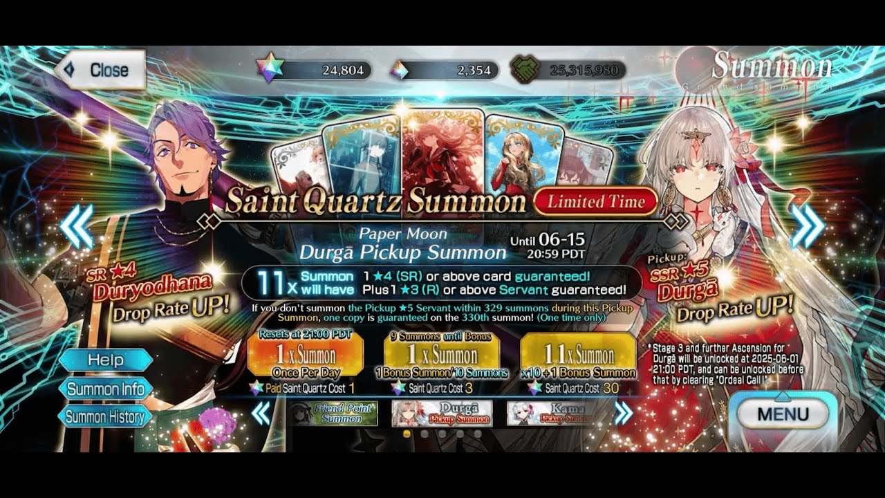 【FGO】GODDESS SECURED! Durga Rolls! | Paper Moon Durga Pickup Summon ...