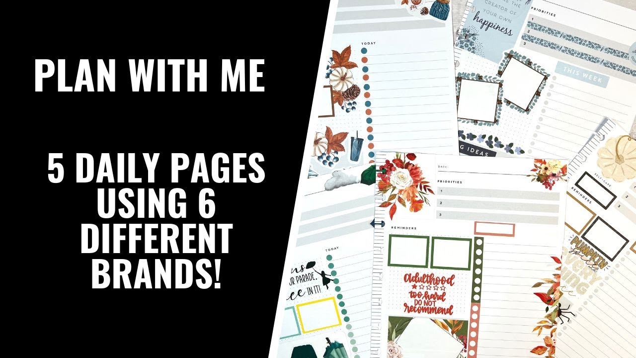 PLAN WITH ME | 5 DAILY PAGES USING 6 DIFFERENT BRANDS! - YouTube