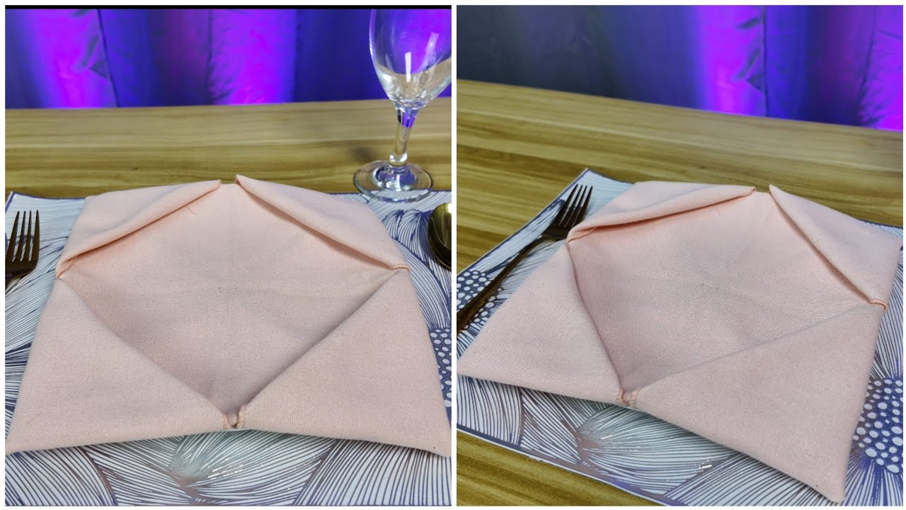 FOUR TRIANGLE DESIGN NAPKIN FOLDING - YouTube