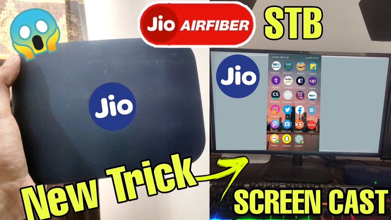 Jio airfiber set top box screen cast by smartphone trick | How to ...