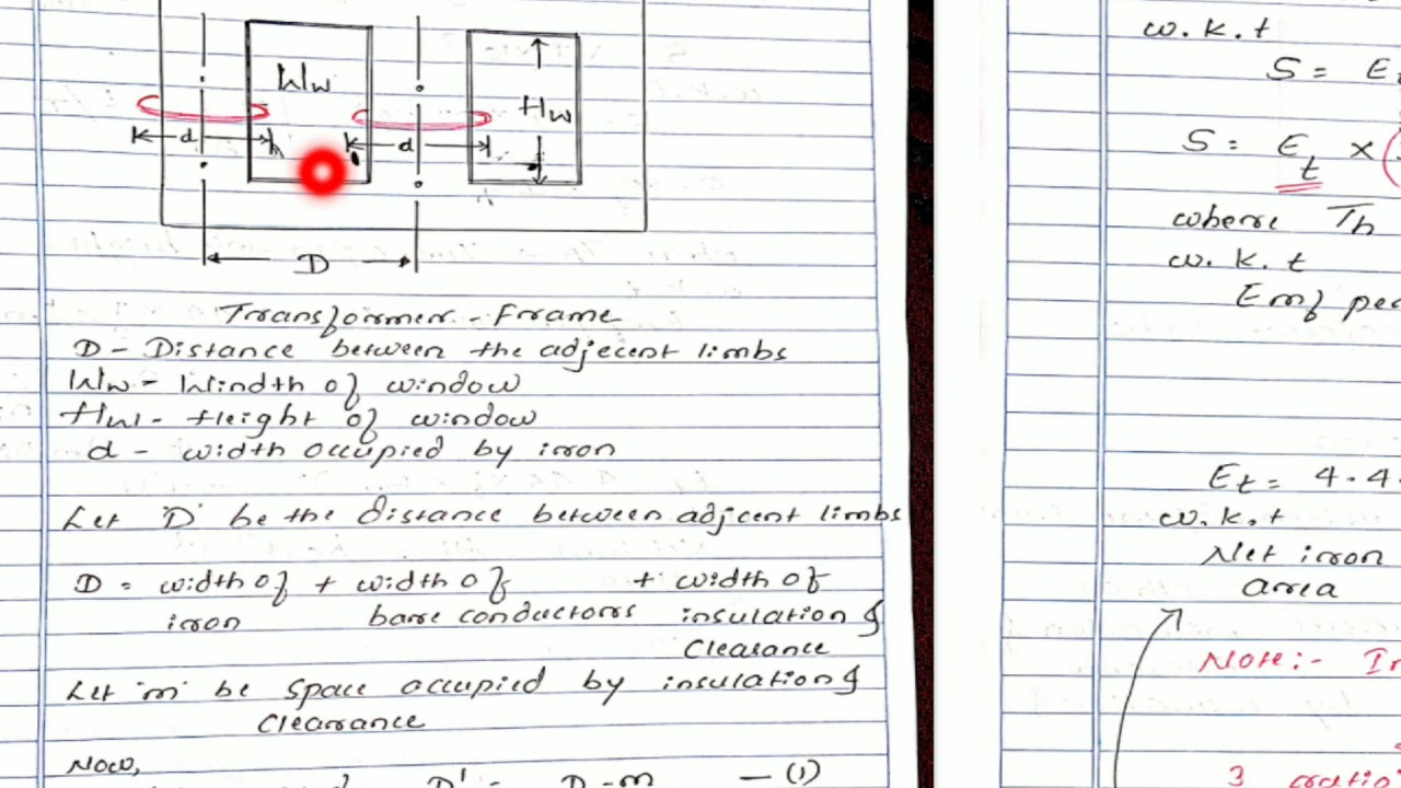 Design of transformer,Width of window for optimum output-Asst prof K. C ...