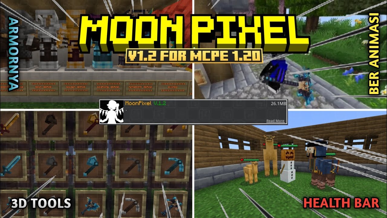 TEXTURE PACK MOON PIXEL V1.2 FOR MCPE 1.20!!! [Tools 3D cuyy]#minecraft #mcpe #texturemcpe - YouTube