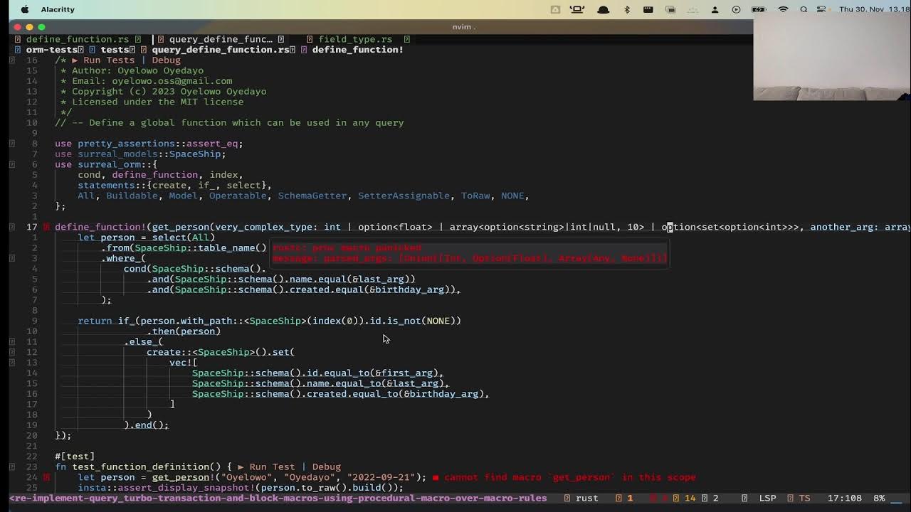 Oss Metaprogramming Macros Parser Graph Orm In Rust Youtube