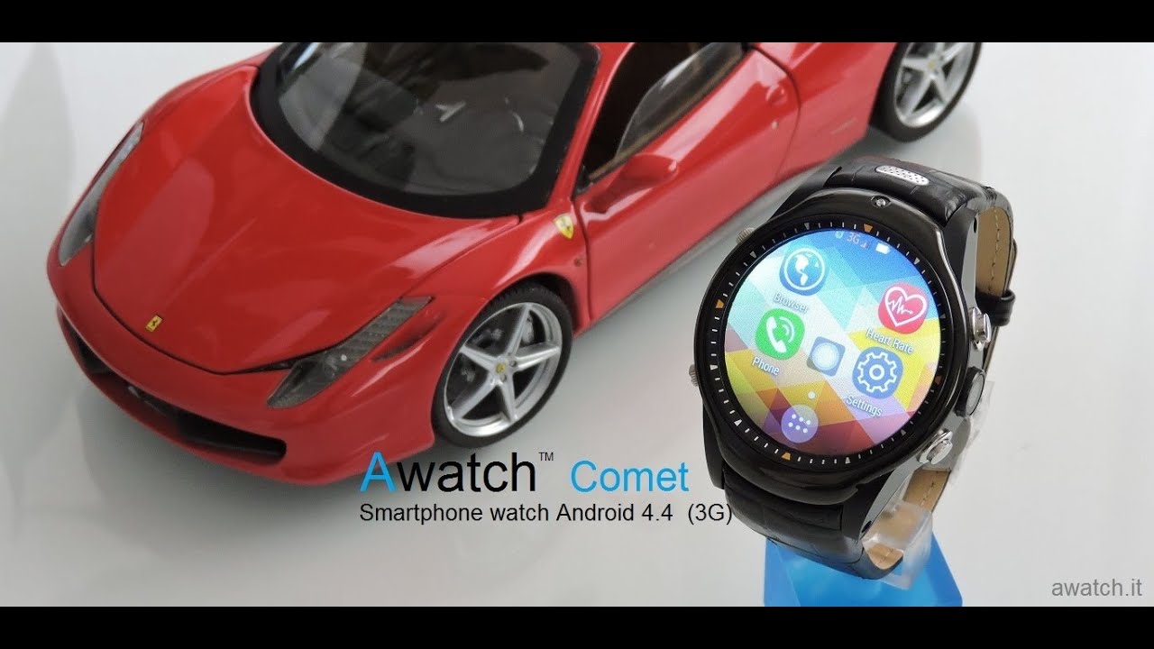 Awatch Android 4.4 Smart watch phone (3G) round display with camera ...