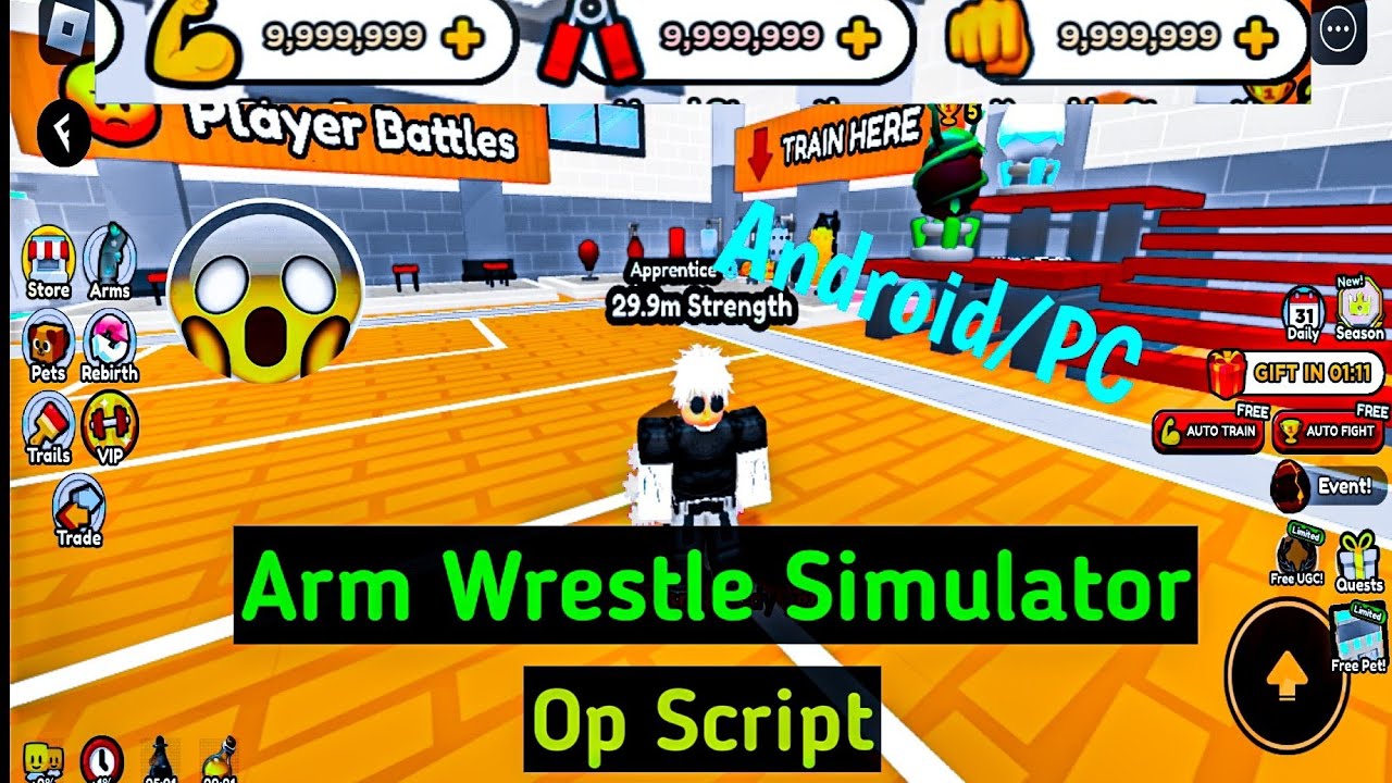 Arm Wrestle Simulator Script | Auto Farm,Auto Win,Auto Hatch Pet,Auto ...