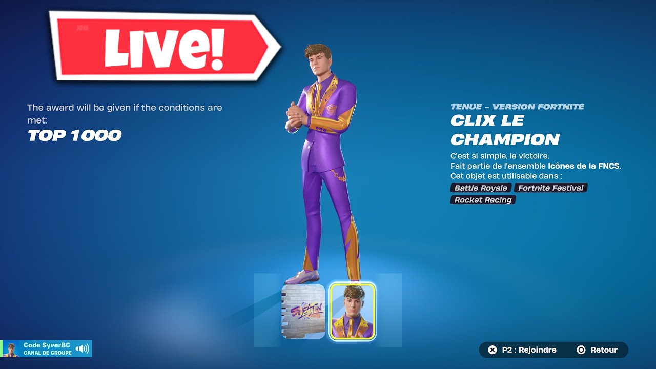 Je GAGNE le Skin *CLIX LE CHAMPION* 🔥🎮 - YouTube