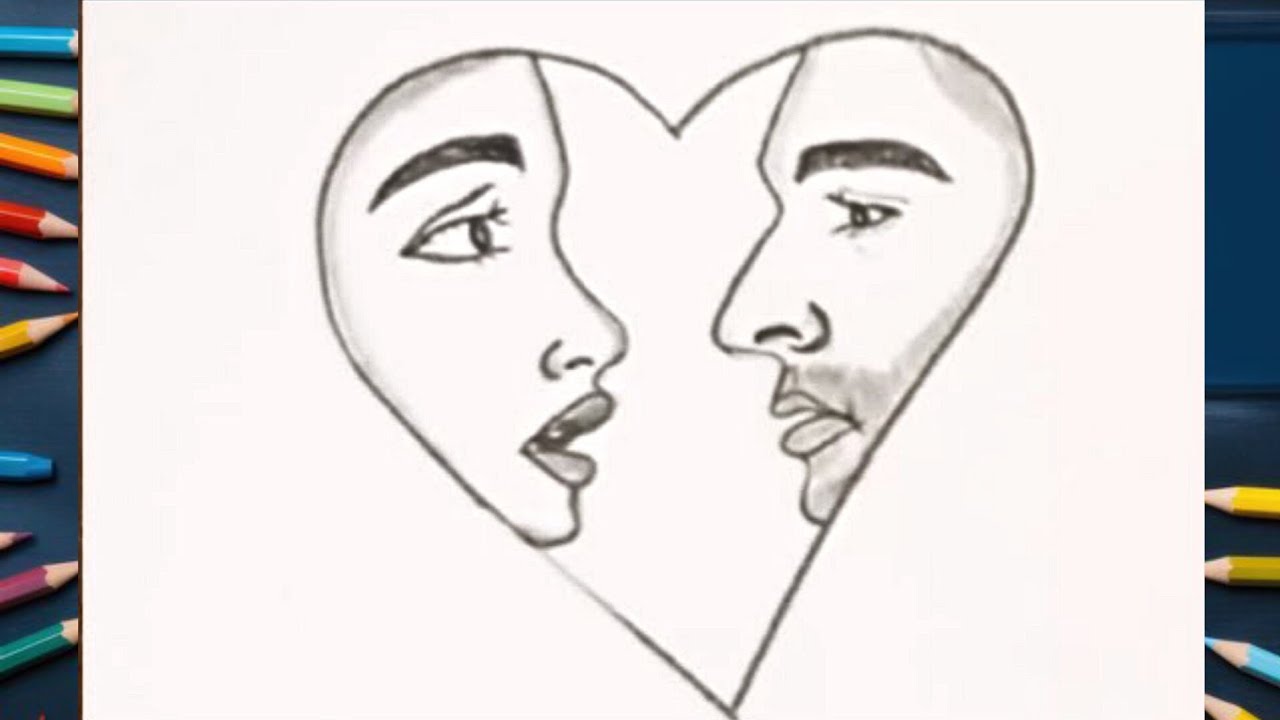 how to draw a romantic couple in the heart |pencil sketch#drawing - YouTube
