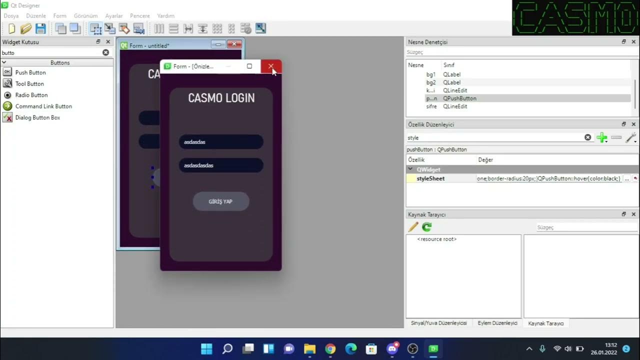 Python PyQt5 Designer Basit Login Arayüz Yapımı ve .py'ye Dönüştürme ...