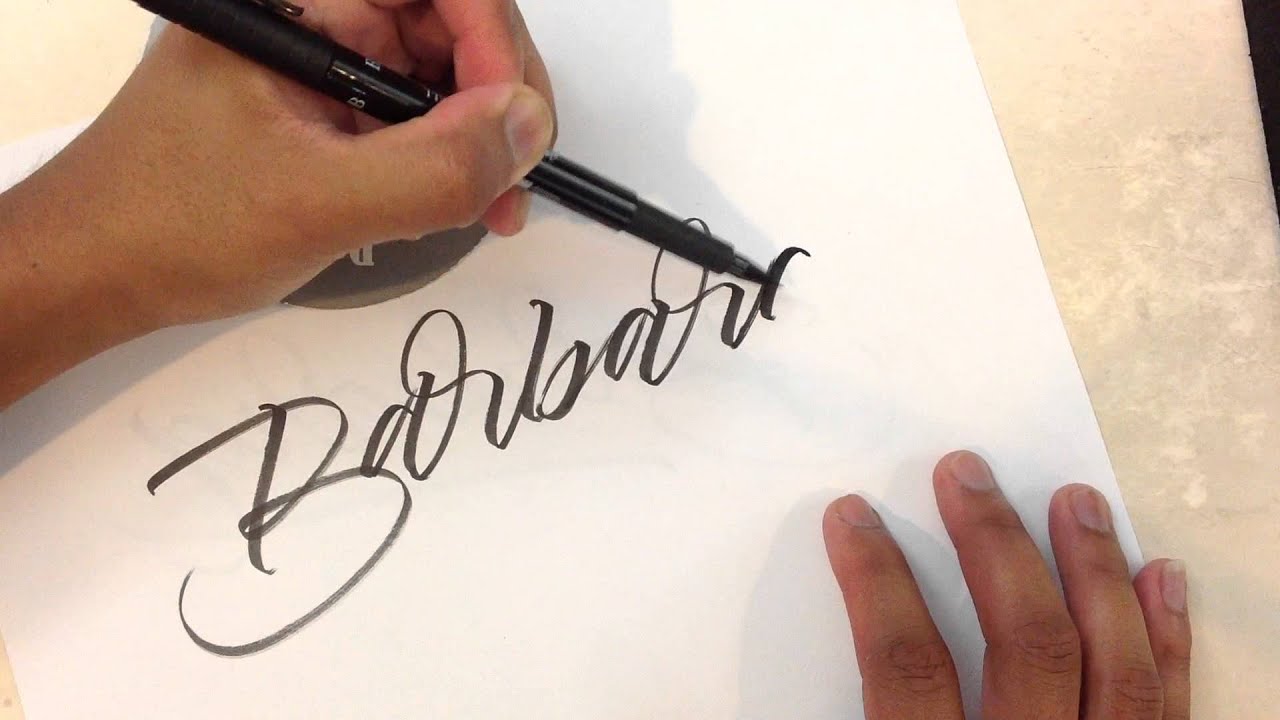Calligraphy / Brush Pen: Barbara in Real Time - YouTube