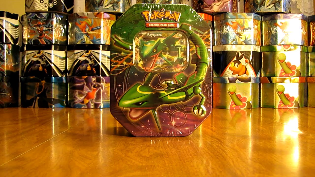 30 Pokemon Tin Opening: Rayquaza EX - YouTube
