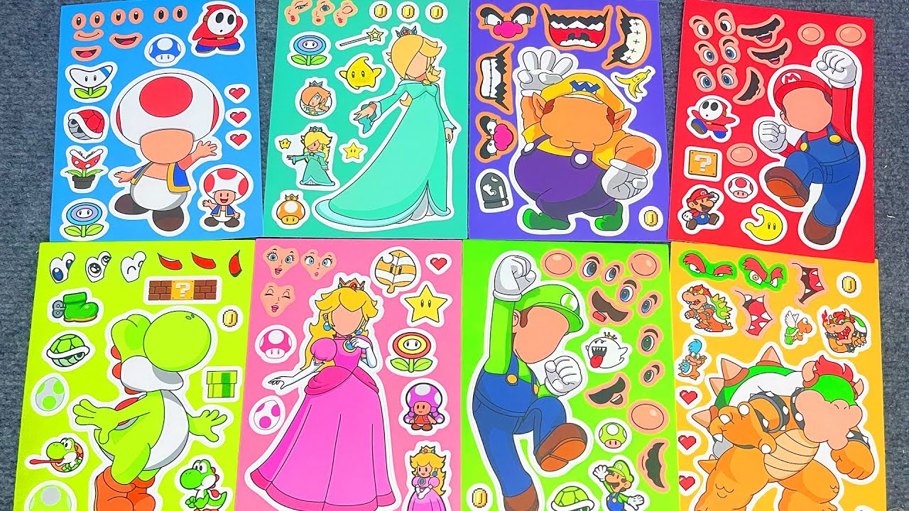 MARIO STICKER BOOK MAKEOVER ASMR | FUN ACTIVITIES WITH MARIO, LUIGI ...