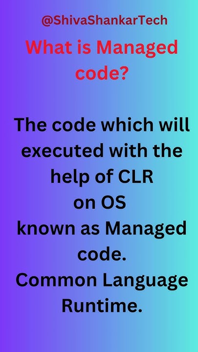 What is Managed Code? @ShivaShankarTech #c# #dotnet #os - YouTube