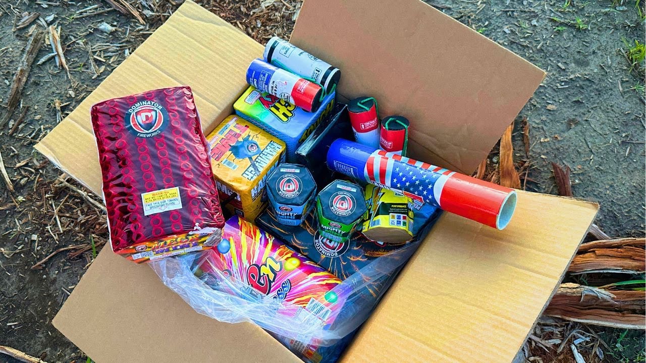Lighting a MASSIVE BOX of FIREWORKS! - YouTube