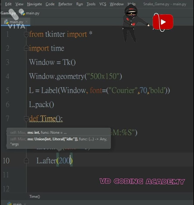Create digital clock in python #python #trending #shorts #motivation - YouTube