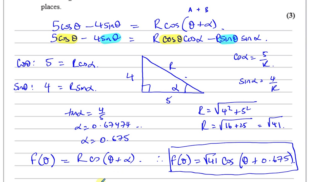 WMA13 IAL (Edexcel) P3 Jan 2020 Q9 Trigonometric Identities ...