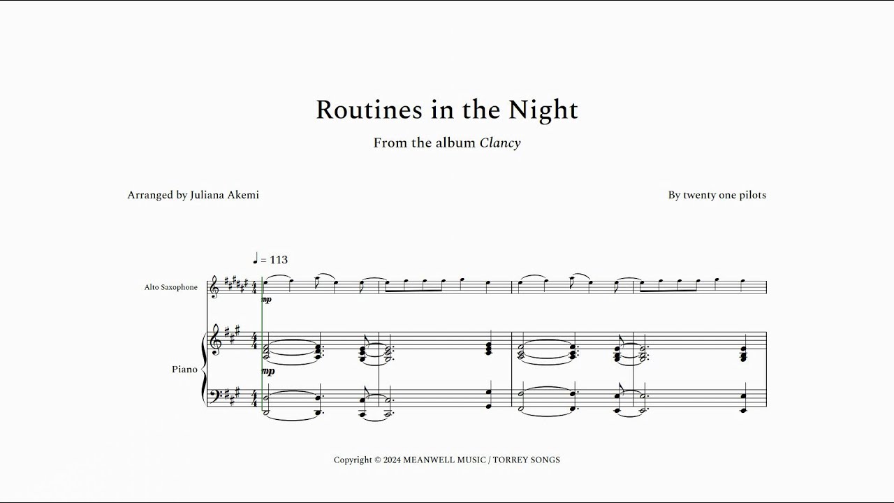 Routines in the Night - twenty one pilots | ALTO SAXOPHONE AND PIANO ...
