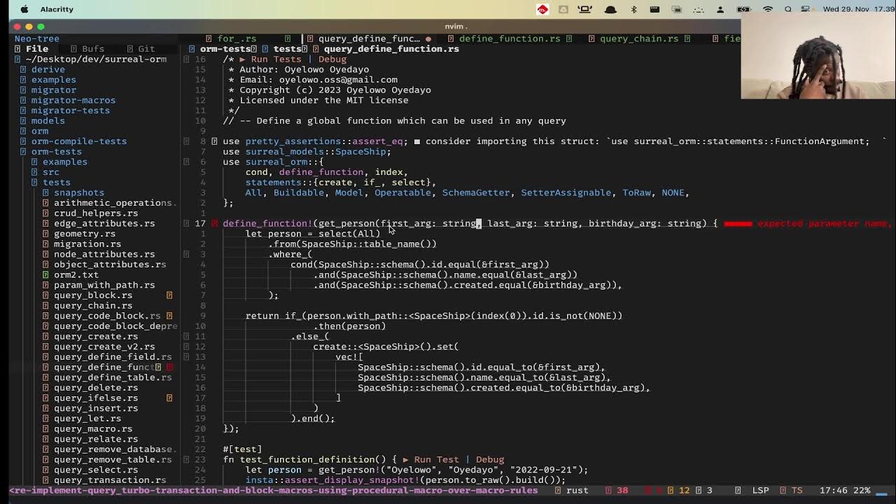 Oss Rust Metaprogramming Macros Surrealorm Database Query Builder Youtube