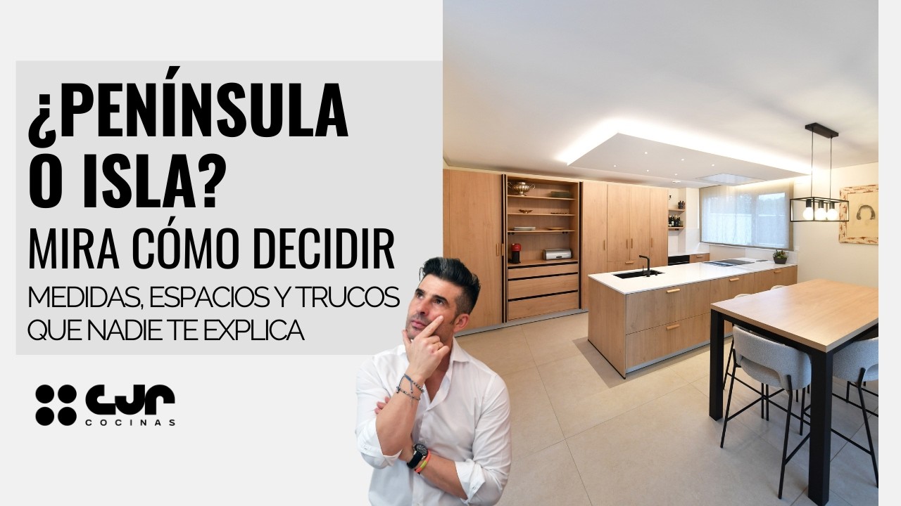 Cocina en MADERA moderna con PENINSULA y BARRA Cocinas CJR - YouTube