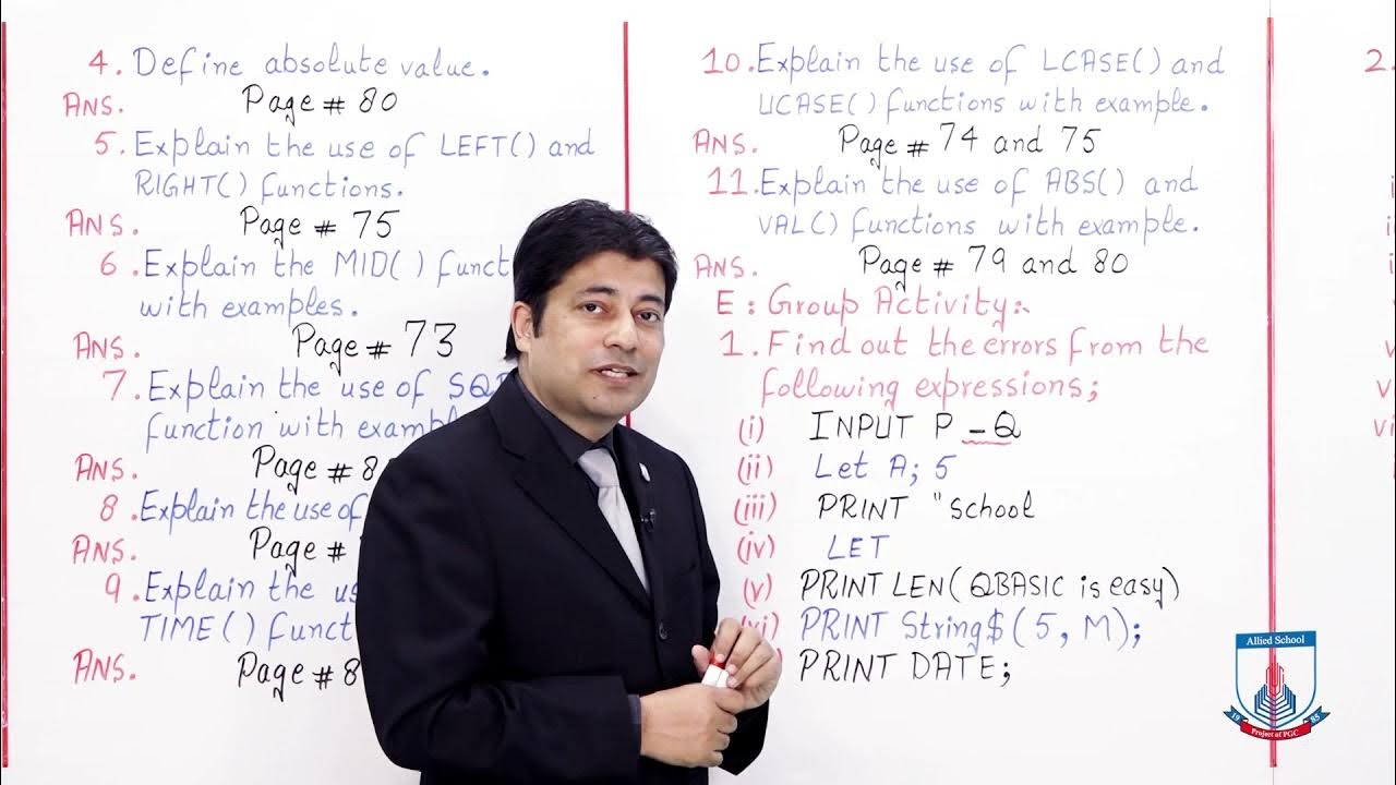 Class 7 - Computer Studies - Chapter 6 - Lecture 4 - Exercises: D and E - Allied Schools - YouTube