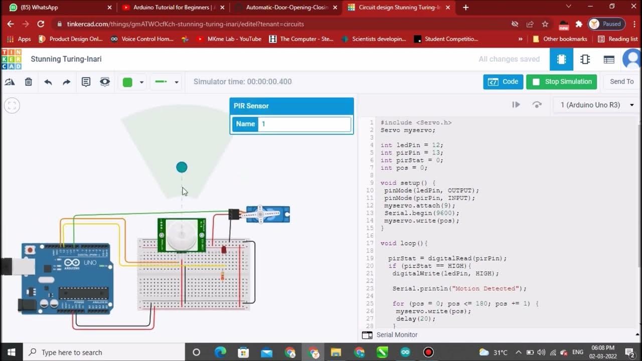Automatic Door open and close Project Using PIR Sensor and Arduino Uno ...