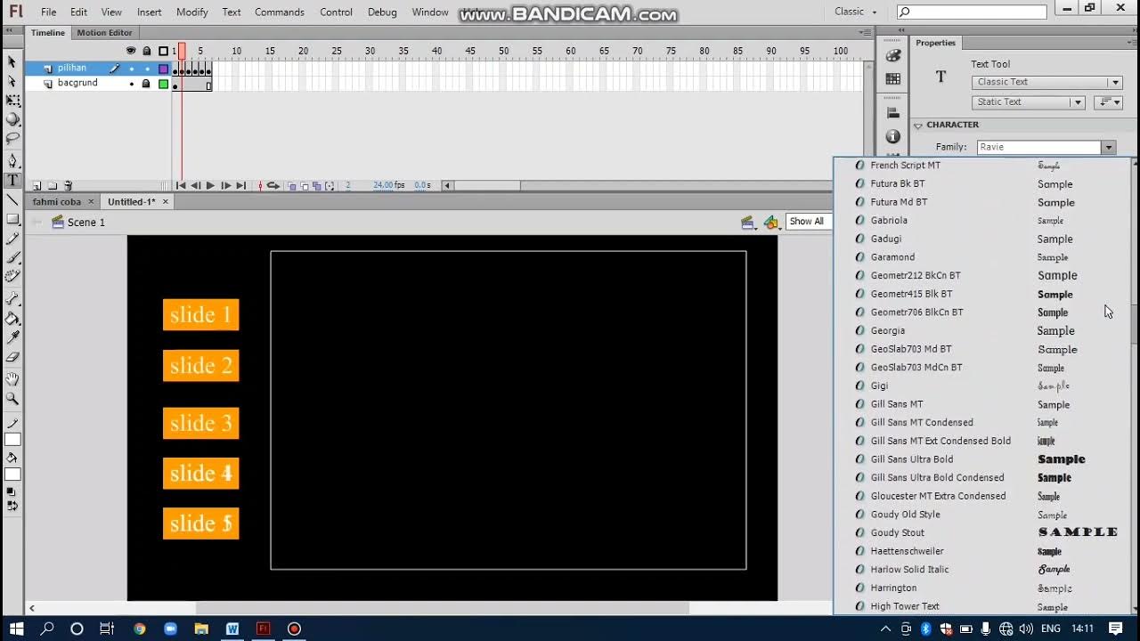 tutorial membuat hasil presentasi menggunakan Adobe flash professional ...