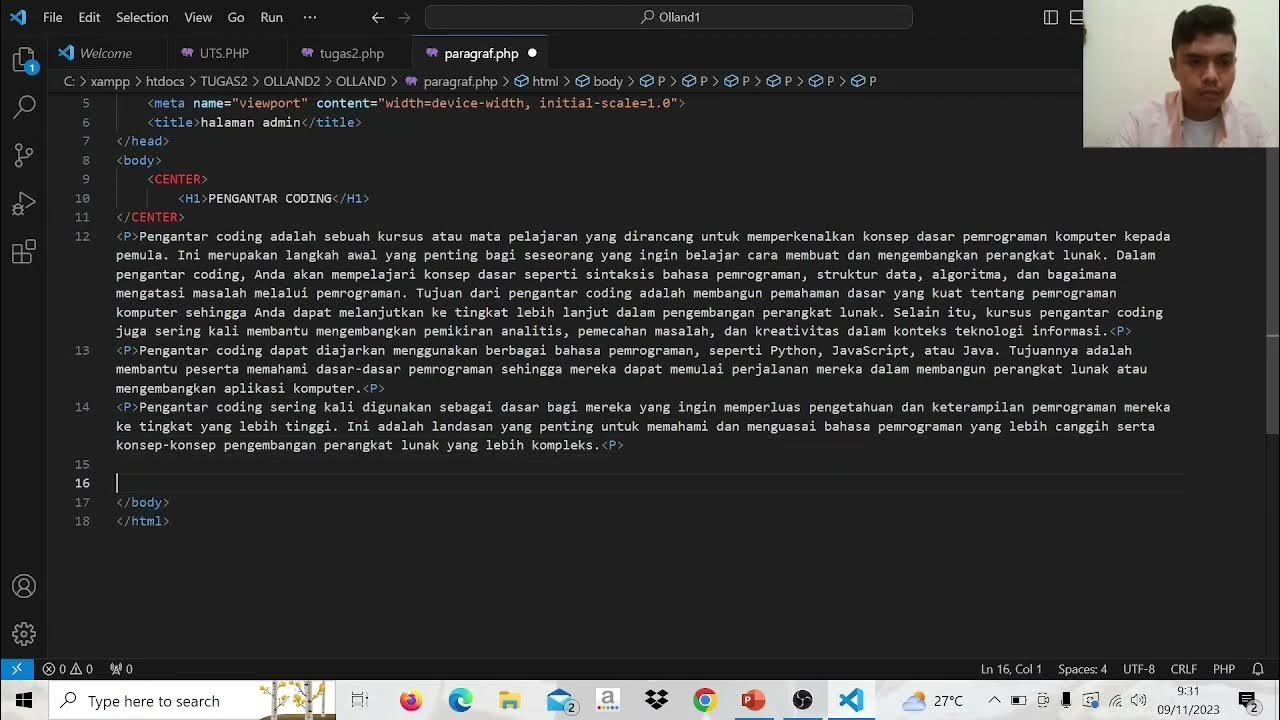 Membuat Paragraf dan Tabel Dengan VScode dan XAMPP - YouTube