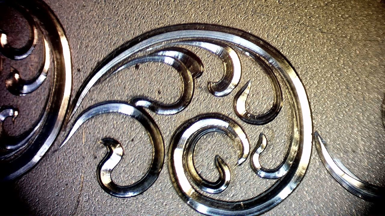 Flarecut4 engraving with a 120°V-engraver. - YouTube