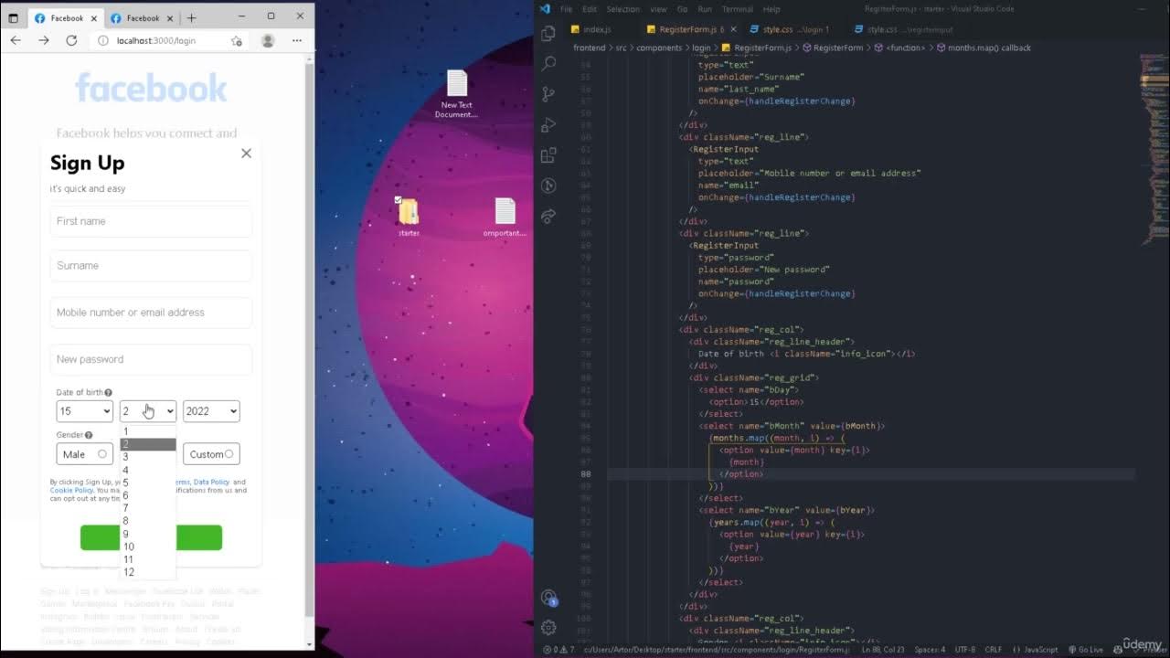 10 Handling Date Inputs for Birthday in Your Registration Form: Facebook Clone - YouTube