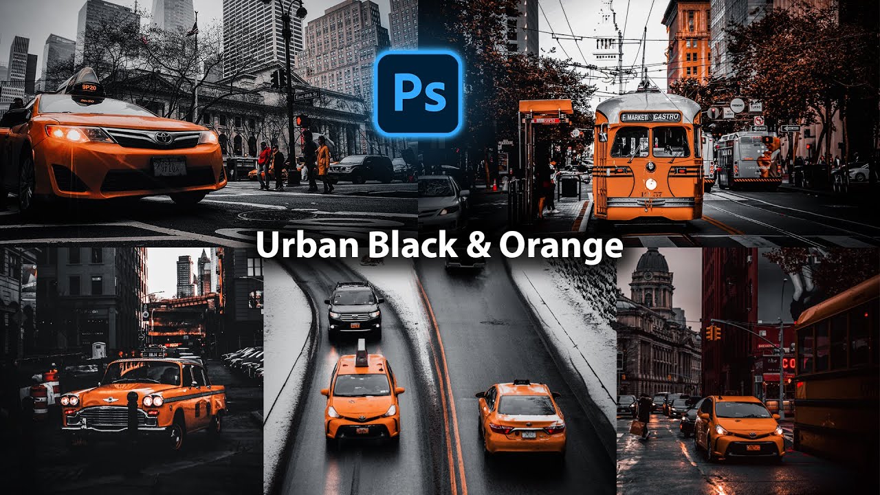 Photoshop Tutorial | Urban Black & Orange Color Grading - YouTube