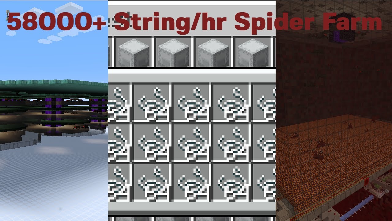 Minecraft 1.16+ 58000/hr+ String Spider Farm - Java Edition - YouTube