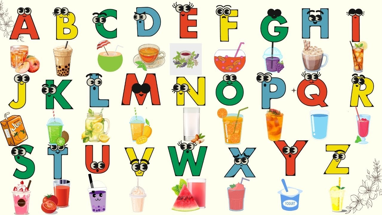 Learn 26 Refreshing Beverages from A to Z | ABC Drink Song for Kids! 🍹 ...