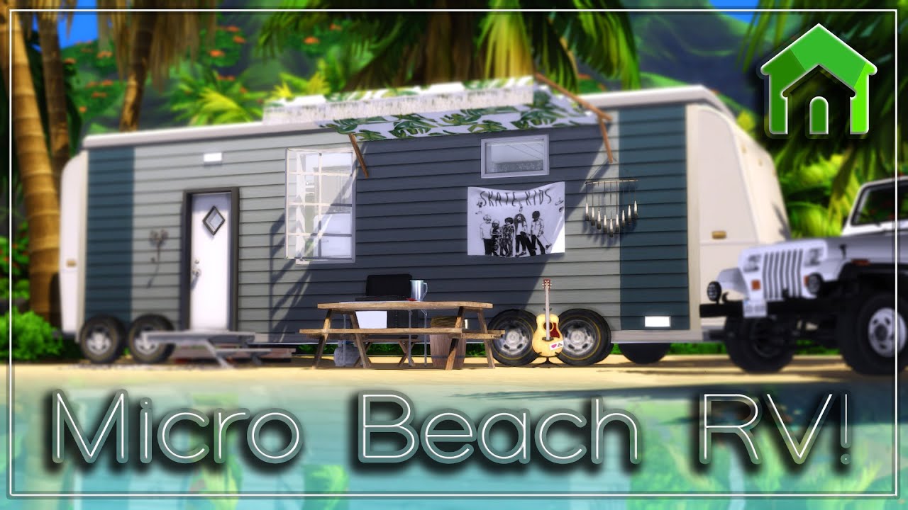 Micro Beach RV 🌴 | The Sims 4 Tiny Living Speed Build - YouTube