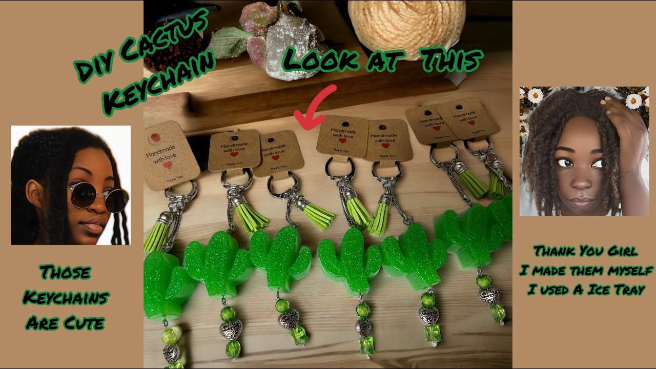 Beautiful Neon Green Glitter Cactus Keychains Easy Resin/Epoxy Art ...
