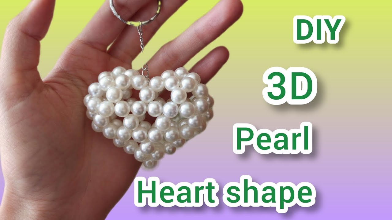 #heartdesigns how to make 3D pearl heart ️ shape//با مروارید قلب سه ...