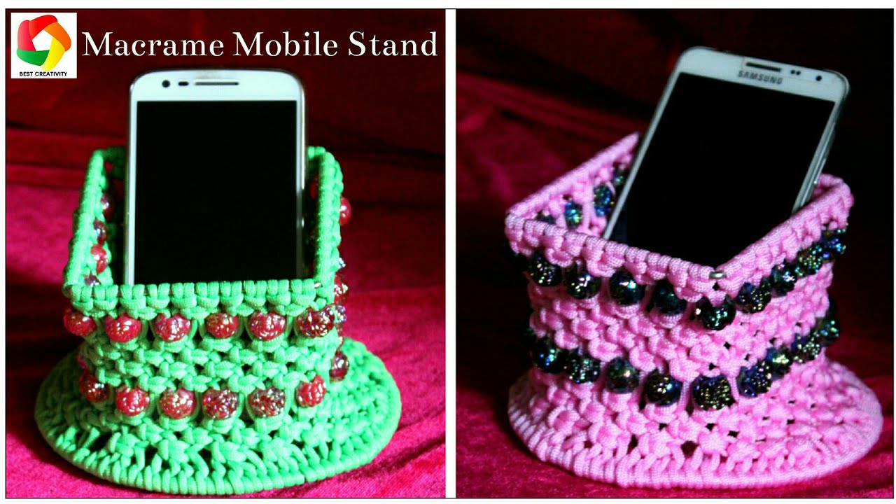 Amazing DIY Mobile phone Holder using Macrame Threads|Smartphones stand ...