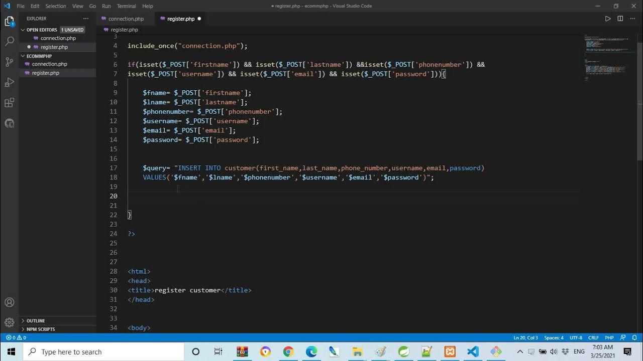 E-commerce api php 02 create customer, json format - YouTube