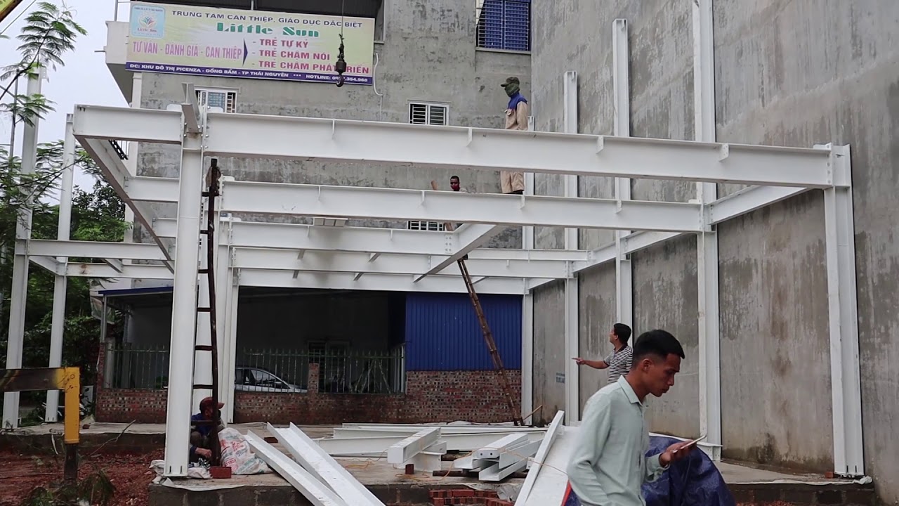 Construction - Steel Structure Coffee House - Build A Steel Frame - YouTube