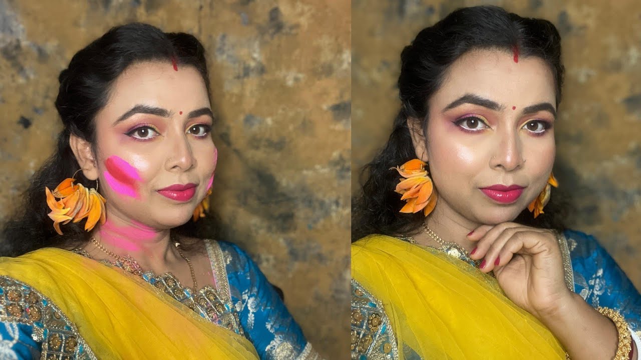 Glossy Makeup Look Full Tutorial Step by Step.Gaye Holud Makeup ...