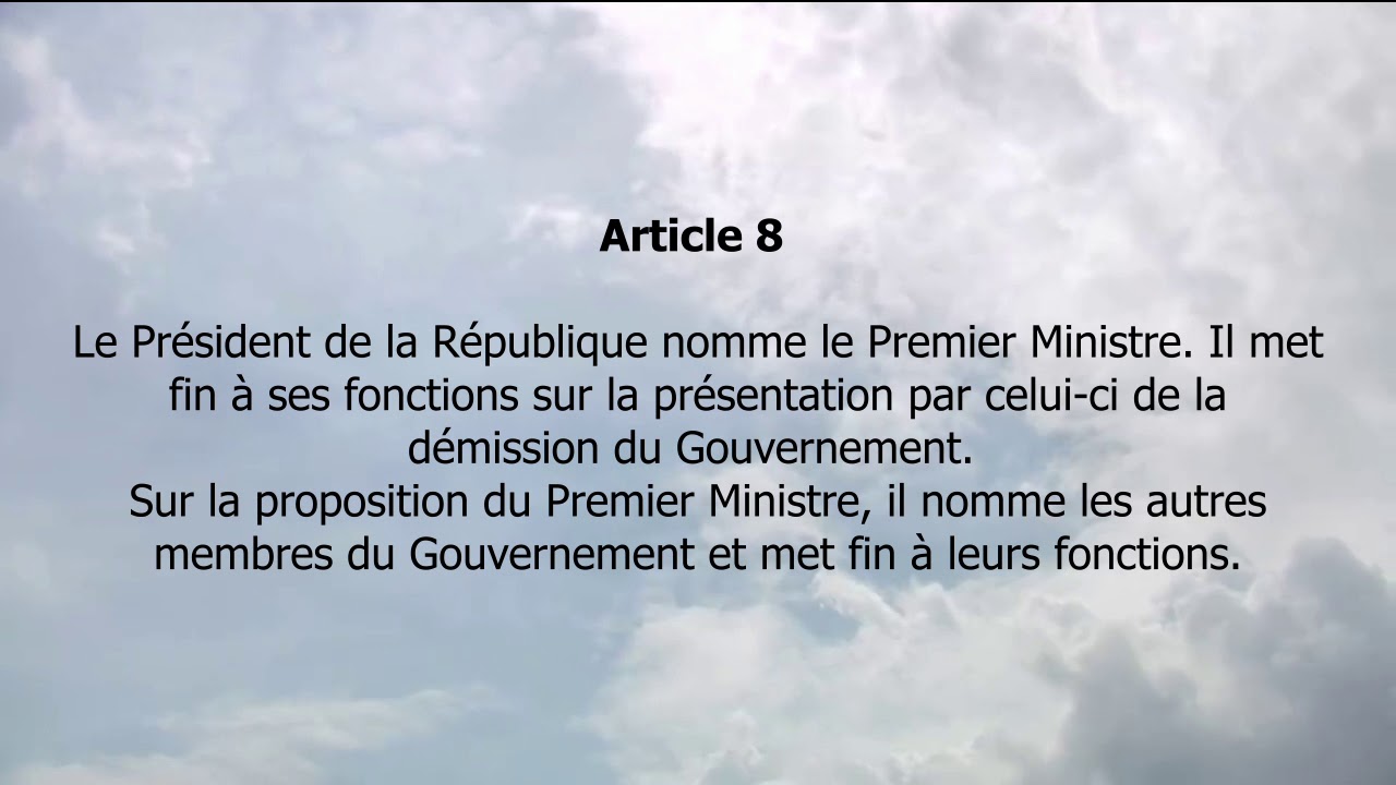 #8 Article 8 - Constitution de 1958 - YouTube
